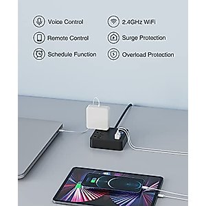 Smart Plug Power Strip, WISEBOT USB Surge Protector with 3 Individually Controlled Smart Outlets and 3 USB Ports, Works with Alexa Google Home, WiFi Timer Plug Extender for Travel, UL, 2.4G WiFi Only