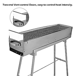 IRONWALLS Portable Charcoal Grills, 32" x 8" Stainless Steel Folded Camping Grill Kebab Skewer BBQ Barbecue Grill Kit for Garden Backyard Party Picnic Travel Home Outdoor Cooking Use