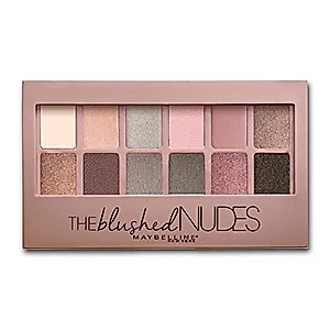 Maybelline The Blushed Nudes Eyeshadow Palette, Includes 12 Pigmented Shades and 2 Double Ended Eye Makeup Applicators, 1 Count