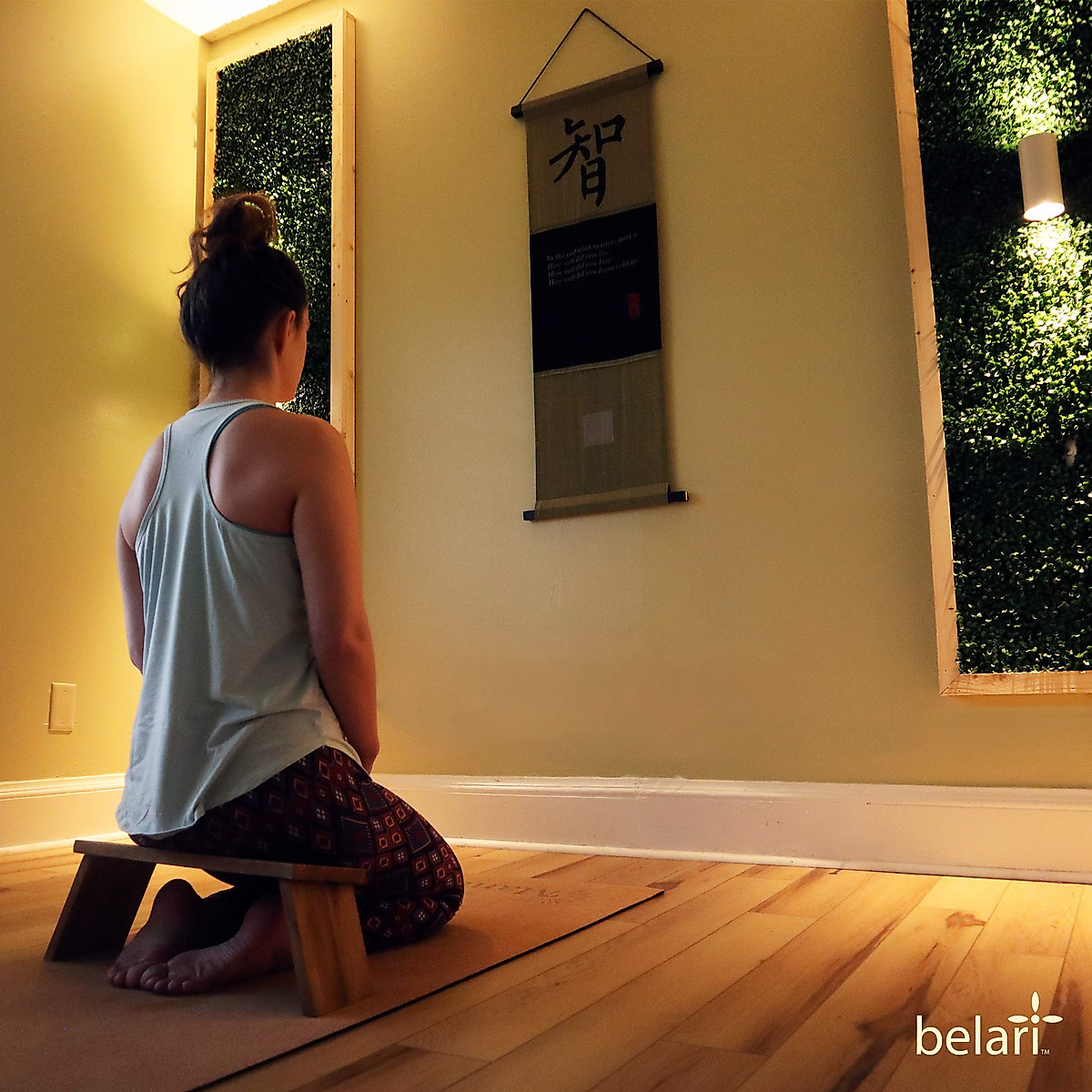 Belari Teak Meditation Bench - Meditation Seat - Meditation Stool - Kneeling Meditation Chair - Portable Folding Meditation Bench - Seiza Yoga Meditation Bench - Prayer Bench (Teak)