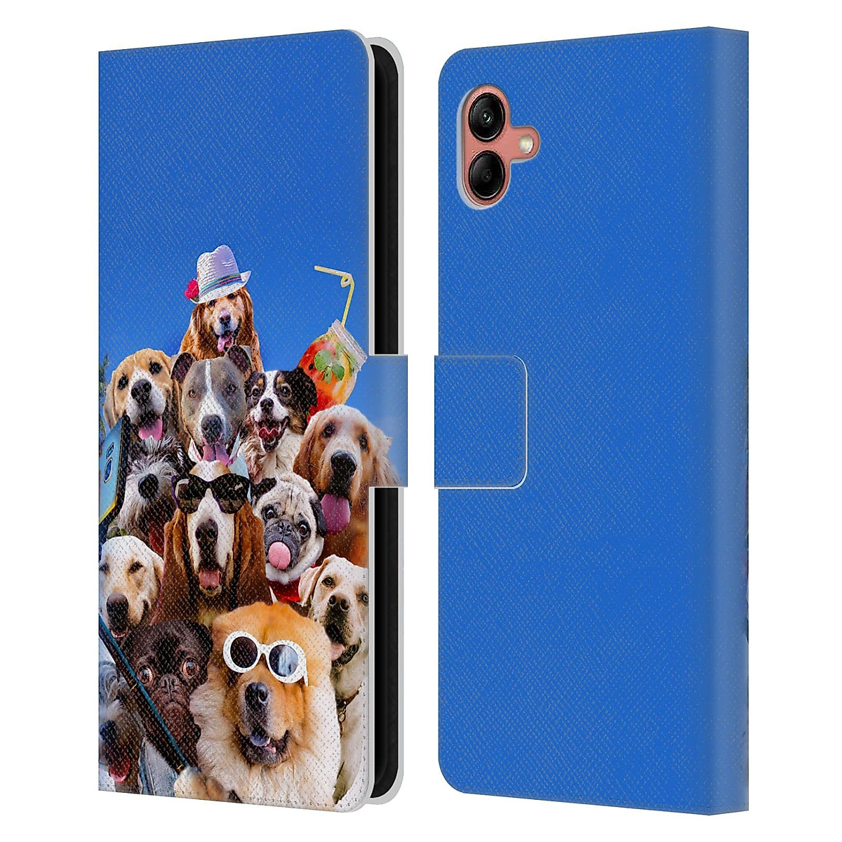 Head Case Designs Officially Licensed Random Galaxy Beach Dog Selfie with Glasses Animals Leather Book Wallet Case Cover Compatible with Samsung Galaxy A04 (2022)