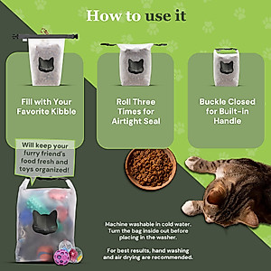 (re)zip Reusable Cat Pet Food Storage Bag | 14-Cup Capacity | Airtight Roll-Top Closure | Durable, BPA-Free PEVA | Translucent & Travel-Friendly | Keeps Kibble Fresh & Organized | Machine Washable