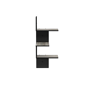 Furinno Rossi Wall Mounted Shelves 3-Tier Rectangle French Oak Grey/Black