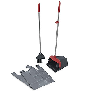 Petmate 71078 Clean Response Swivel Bin and Rake Solid Handle for Pets, Jumbo