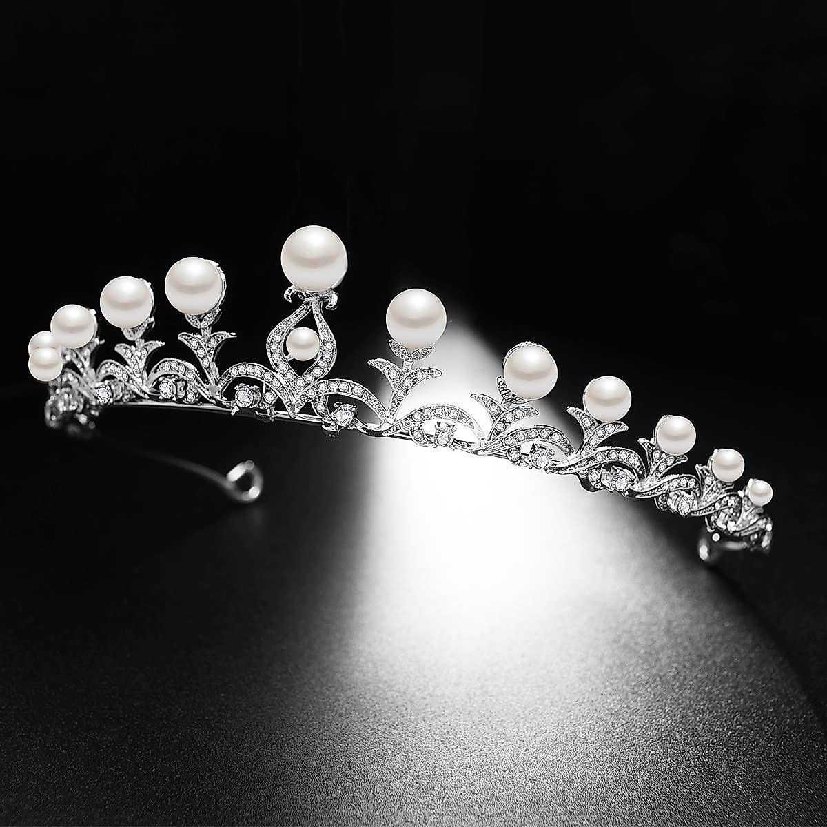 YADIRF Women Luxury Wedding Bridal Pearl Crown Diana Hair Band Headdress Tiara For Wedding Quinceanera Pageant Prom Party Birthday