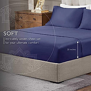 Hyde Lane Luxury 1000 Thread Count 100% Cotton Sheets for Queen Size Bed | Very Comfy Soft & Thick with Deep Pocket - Fits 16"-20" Thick Mattress | 4 PC Sateen Weave Bed Sheet Set Queen (Navy)