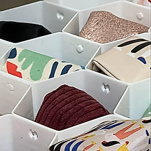 RoomForLife - HoneyComb Drawer Organizer - Snap Together Customizable Set of 8 - Organization for Garments & Small Items in any sized drawer