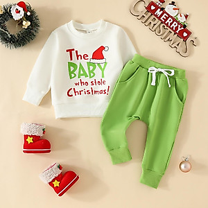 Junsyuffk Anime Christmas Sweater Toddler Baby Girl Christmas Outfits Santa Print Crewneck Pullover Sweatshirt Jogger Pants Sets Xmas Clothes Christmas Advent Calendar