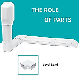 TAKTOPEAK 4" W Level Bend Cover, 90° Flat Elbow, Decorative PVC Line Set Cover Kit Parts Accessories for Ductless Mini Split Air Conditioners, Central AC and Heat Pumps
