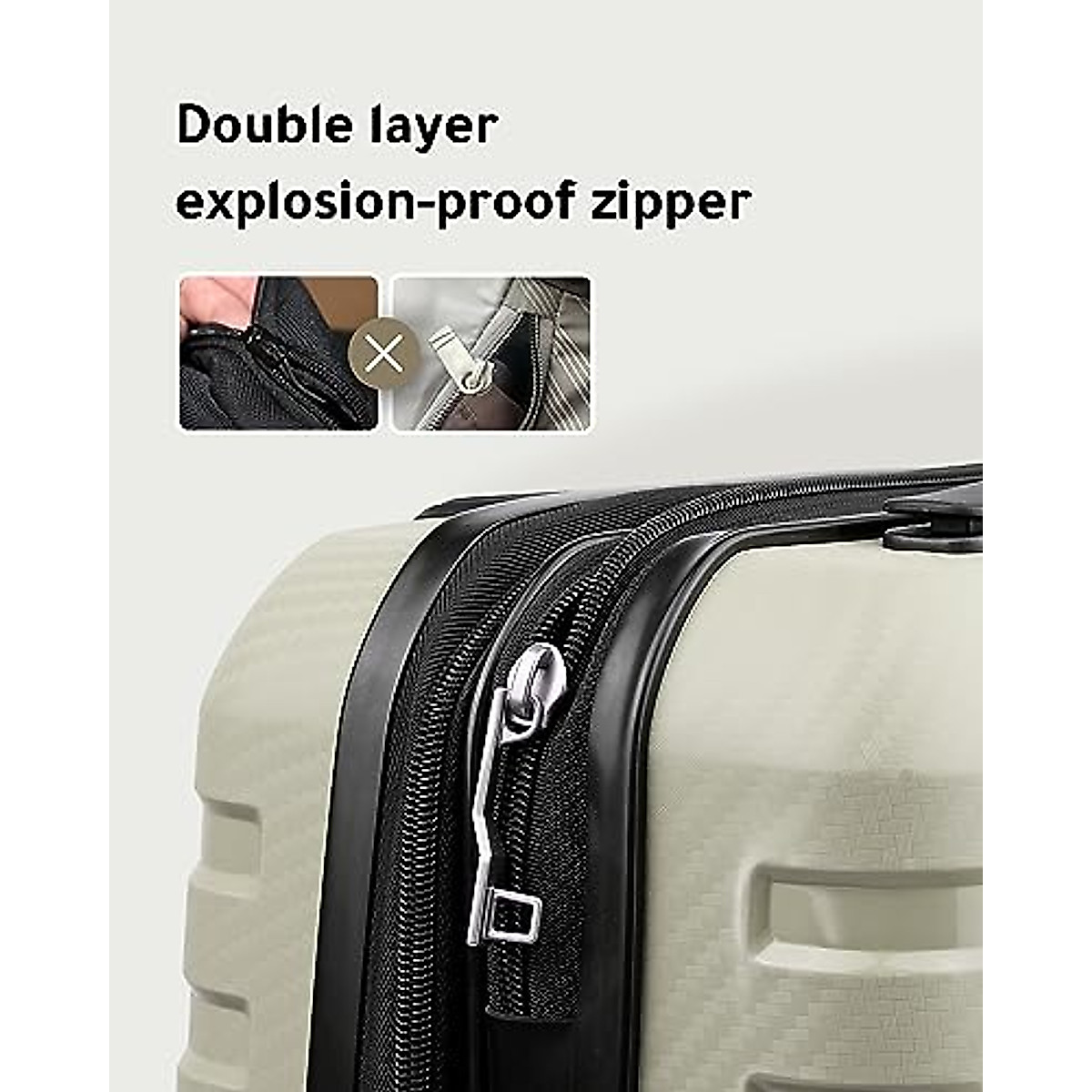 LUGGEX Carbon Fiber Pattern Carry-On Luggage 22x14x9 - Impact-Resistant PP Material - High Rebound Toughness & Anti-Explosion Zipper(Champagne Suitcase)