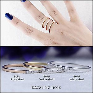 Dazzlingrock Collection 0.08 Cttw Round White Diamond Minimalist Stackable Wedding Band for Women in 10K Solid White Gold, Size 6.5