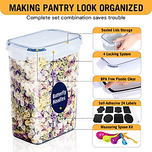 Air Tight Food Storage Containers with Lids Airtight Stackable 14 Pack Pantry Organization and Storage Containers Set for Cereal, Dry Food, Flour and Sugar, Rice - Free Marker and 24 Labels