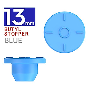 13mm Self Healing Injection Ports Vials Rubber Stoppers Mushroom Mason Jar Lids Butyl Seal for Glass Bottle& Liquid Culture Production Jars 100Pcs/Pack By Biomed Solutions(Blue)