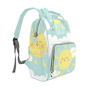 You are My Sunshine Personalized Diaper Bag Backpack Tote with Name,Custom Travel Nappy Mommy Bag Backpack