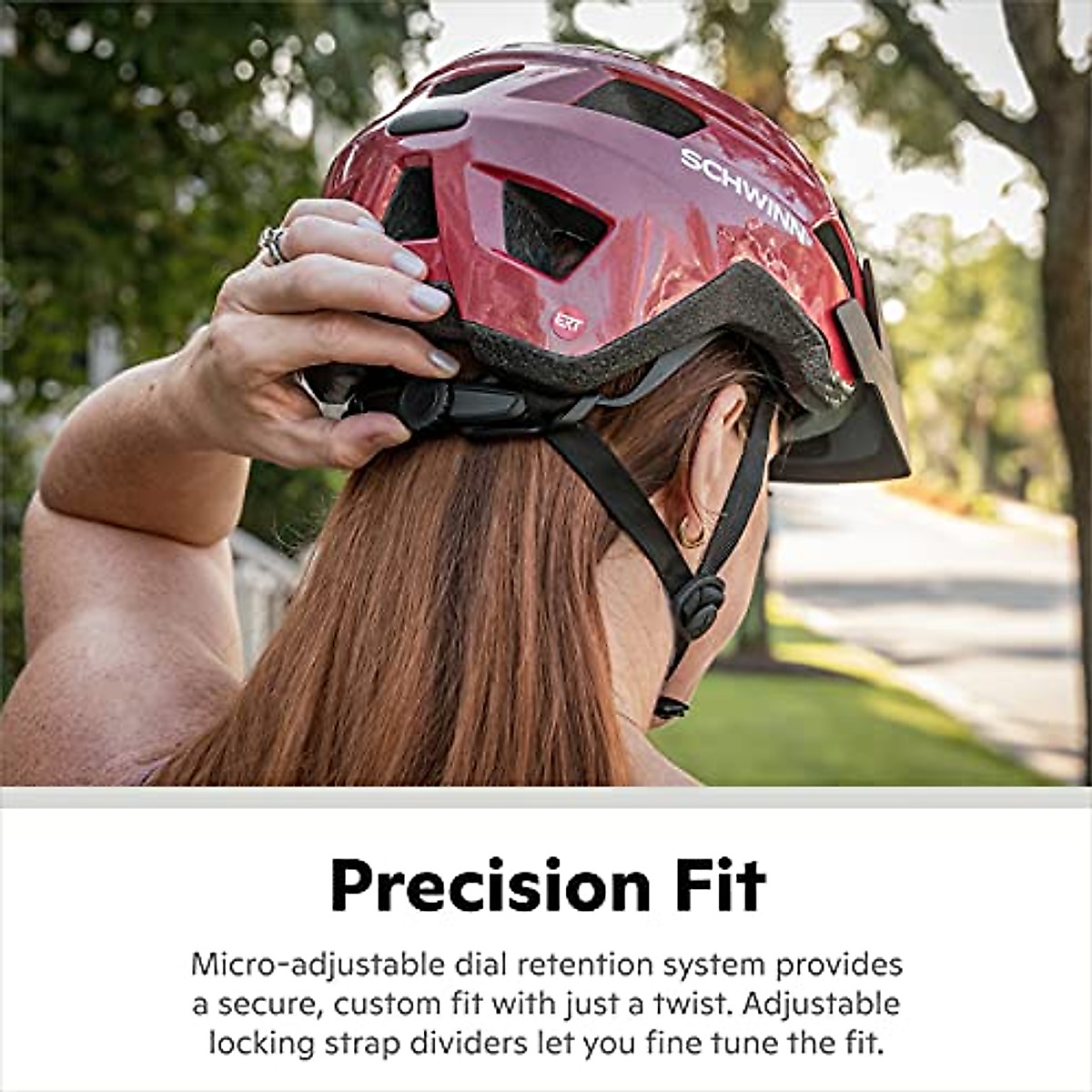 Schwinn Yahara ERT Bike Helmet for Youth Boys and Girls, Ages 8 to 14, Can Fit Head Circumference 54-58 cm, 14 Vents, Removable Visor, Adjustable Fit, Medium Red