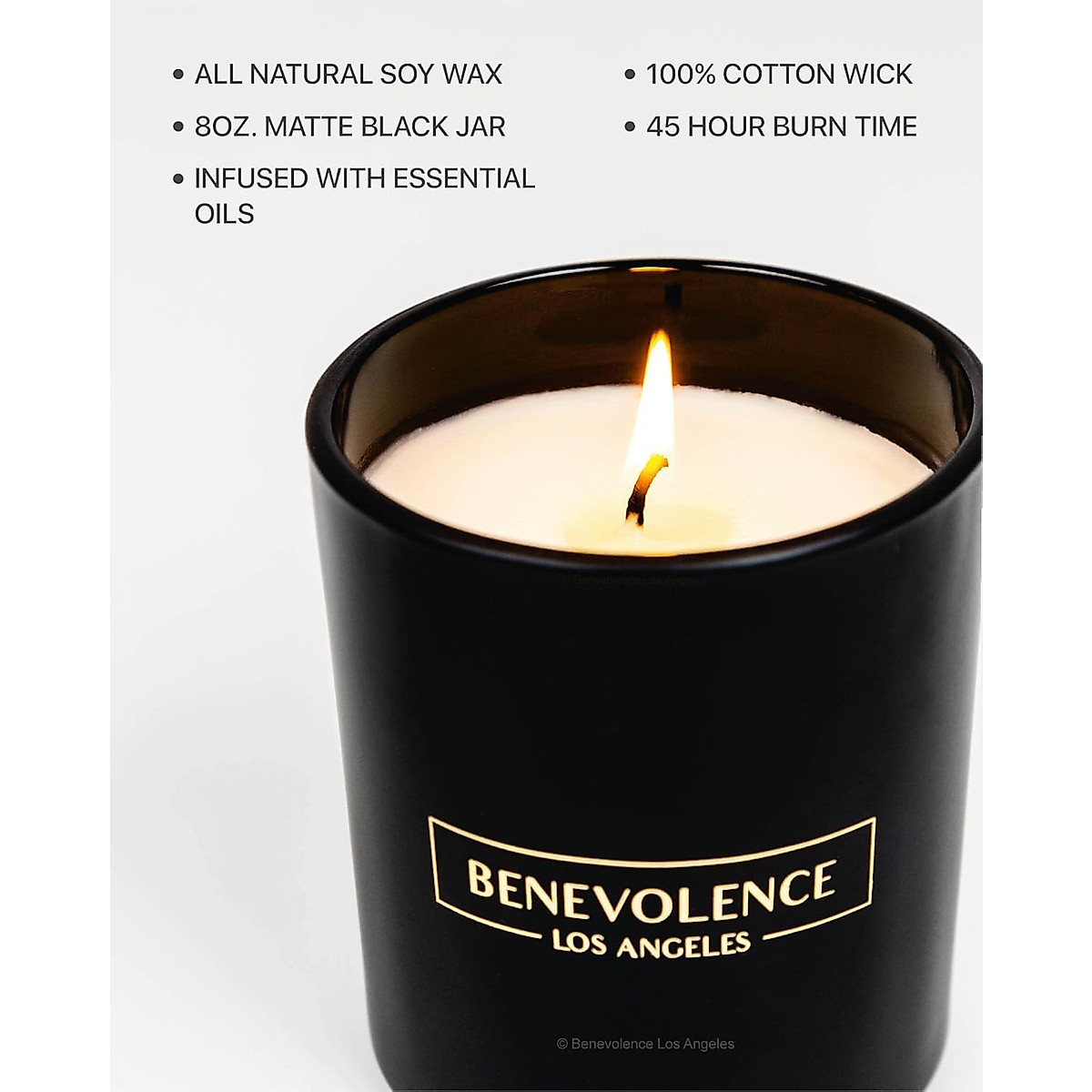 Benevolence LA Lavender, Mint & Sage Scented Candle | Soy Candles, Black Candle for Home | Gifts for Women and Men | Home Fragrance | Aromatherapy | Bathroom Freshener | 8oz, 45 Hour Burn