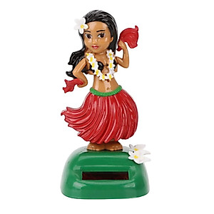 DZWYC Solar Hula Girl Dashboard Doll Hawaiian Bobbleheads for Car Toy Dancer Bobble Decorations Multi-Color, 4.5 inches