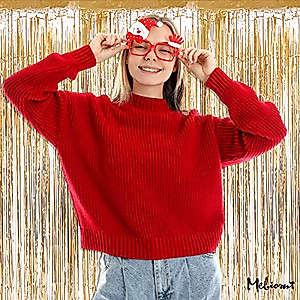 4 Pack Champagne Gold Fringe Curtain Backdrop, 3.2Ft x 6.6Ft Metallic Tinsel Foil Fringe Streamers Curtains Background for Photo Booth Birthday Baby Shower Party Thanksgiving Christmas Decorations