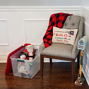 HOMZ 8-Pack Plastic Storage Bins w/Lids, Stackable Totes, 65 Quart, Red Lid