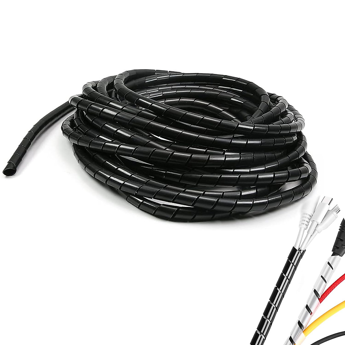 1/4" Spiral Cable Wrap - Wrapping Range:4mm-50mm- Spiral Wire Wrap Cord Covers Bundle Sleeve Hose for Computer Electrical Wire Organizer