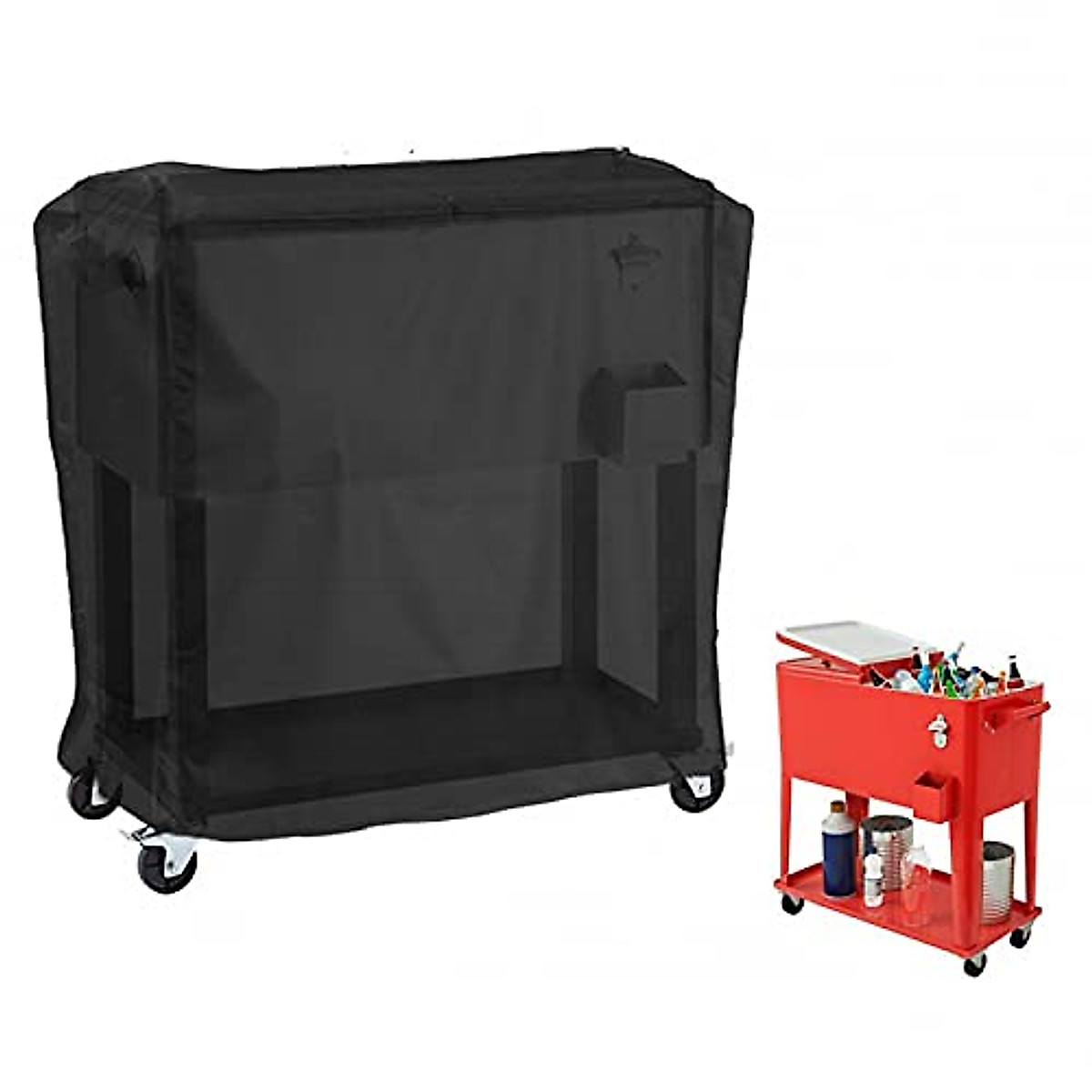 Cooler Cart Cover, Water-Proof Outdoor Patio Cooler Protective Covers for Outdoor Beverage Cart Rolling Ice Chest, 35x20x32inch (LxWxH)(Black)