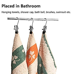 HOUTIONWELL 20 Pack Laundry Hook Boot Hanging Hold Clips Portable Hanging Clothes Pins Hanging Hooks White Stainless Steel Home Travel Hangers Multi-Functional Heavy Duty Organizer Pants Shoes Clip