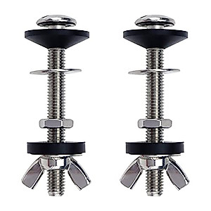 Pastlla 2pcs Toilet Seat Bolts Kit Stainless Steel Heavy Duty Toilet Tank to Bowl Bolts with Rubber Washers Gaskets Basic Style