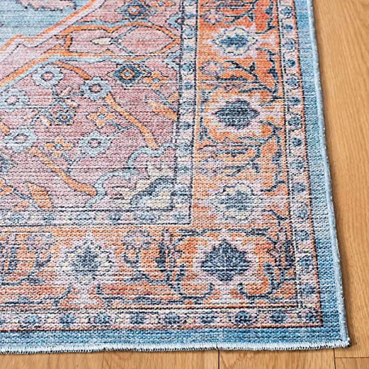 SAFAVIEH Serapi Collection Area Rug - 8' x 10', Blue & Orange, Boho Chic Design, Non-Shedding Machine Washable & Slip Resistant Ideal for High Traffic Areas in Living Room, Bedroom (SEP540M)