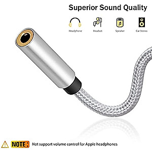 GLUBEE USB C to 3.5MM Headphone Jack Adapter, USB Type-C to 3.5MM Adapter Braided Nylon Cable DAC Adapter Compatible with iPhone 15 Series iPad Pro 2022 Galaxy S23 Pixel 7 Mate 60 Pro