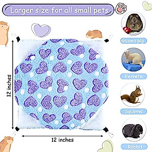 Boao 2 Pcs Guinea Pig Rat Hammock Hamster Hanging Hammock/ Accessories for Small Animals Chinchilla Parrot Sugar Glider Ferret (Purple, Coffee Color, Heart Pattern)