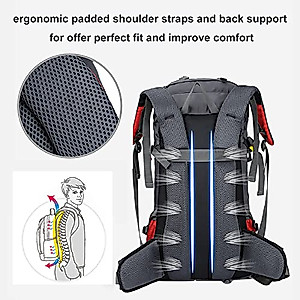 60L Hiking Backpack, Waterproof Camping Backpacking Backpack for Men Outdoor Traveling Climbing Daypack with Rain Cover (Army Green)