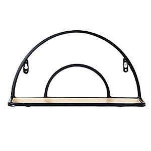 Cabilock Half Circle Floating Shelves Wall Mounted Iron Storage Rack Rustic Wood Wall Display Shelves for Bedroom Bathroom