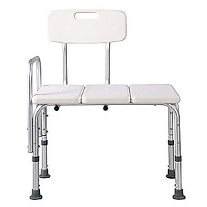 MedMobile® Bathtub Transfer Bench/Bath Chair with Back, Wide SEAT, Adjustable SEAT Height, Sure-GRIPED Legs, Lightweight, Durable, Rust-Resistant Shower Bench