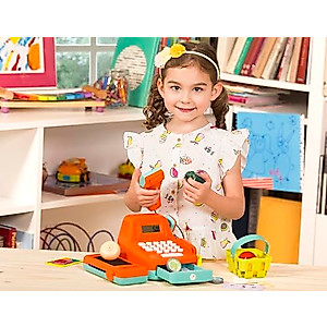 Battat - Interactive Kids Cash Register with Scanner & Sounds - 26-Piece Pretend Play Shopping Set with Light-Up Scanner, Play Money & Card - Educational Toy for Learning & Fun - Ages 3+