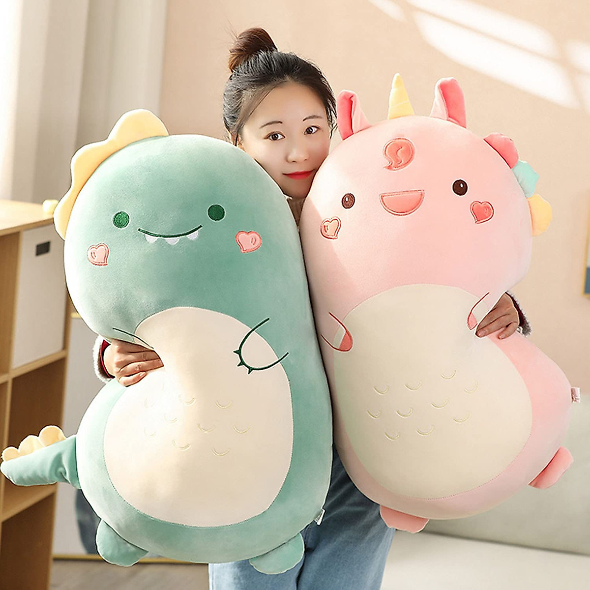 Kekeso Dinosaur Plush Hugging Pillow - 17.71in, Cute Stuffed Animal Toy, Soft Cartoon Sleep Pillow for Kids