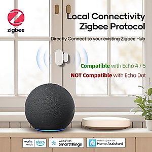OUVOPO Zigbee Door Sensor 4 Pack, Mini Smart Door Sensor, Home Automation, Kid Safety, Work with Alexa, SmartThings, Home Assistant, Aeotec, Hubitat, Homey with Build-in Zigbee Hub, Hub Required