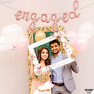 KatchOn, Rose Gold Engaged Balloons - 10 Feet, 16 Inch | Engagement Balloons for Engagement Party Decorations | Engagement Decorations | Bachelorette Party Decorations | Bridal Shower Decorations