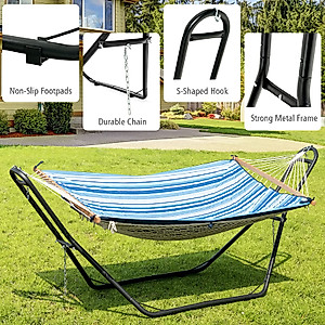 Giantex Steel Hammock Stand 450LBS Capacity, Heavy Duty Hammock Frame 2 Person, Adjustable Universal Multi-Use Hammock Stand Fits 9-13 Ft Hammock for Indoor Outdoor Yard Patio Deck