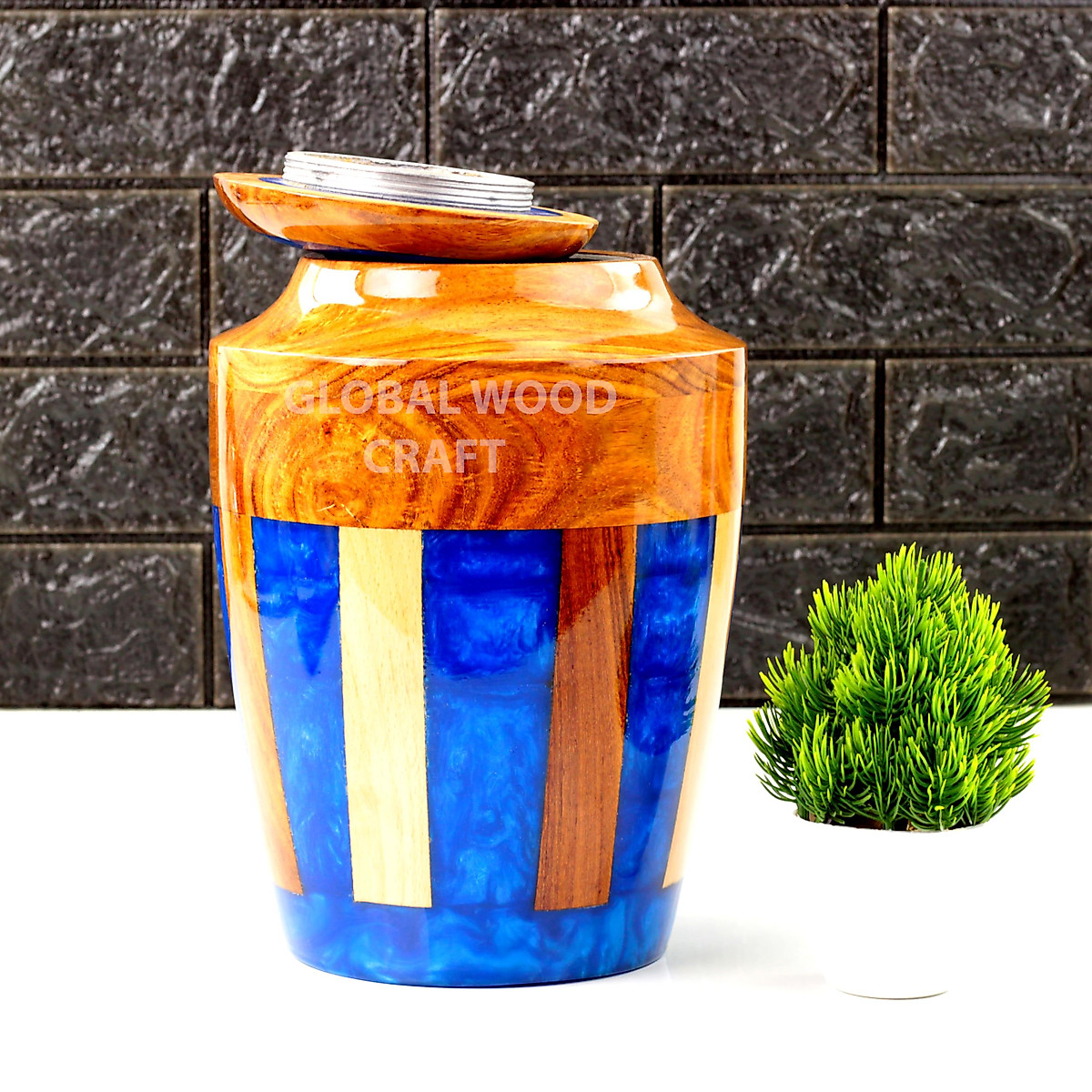 Mix Wood with Resin Urn | Beautiful Unique Design ASH | Cremation Urns Male & Female Ashes - Adult Pet - Premium Quality Large Urn | Human Ashes for Urn
