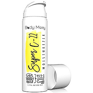Body Merry Super-C 22 Moisturizer – Vitamin C Facial Cream with Organic Aloe and Hyaluronic Acid - Brightening and Hydrating Anti-Aging Face Lotion for Dark Spots, Lines and Wrinkles, 1.7 fl oz