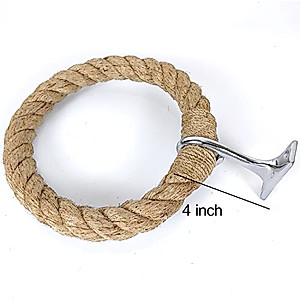 WINTTEN's Heavy Weight Classic Decorative Jute Rope Towel Holder Bathroom Hardware Accessories Towel Rack Round Wall Mounted Towel Ring Bathroom Hand Towel Holder Round Wall, Mounted 8" inches