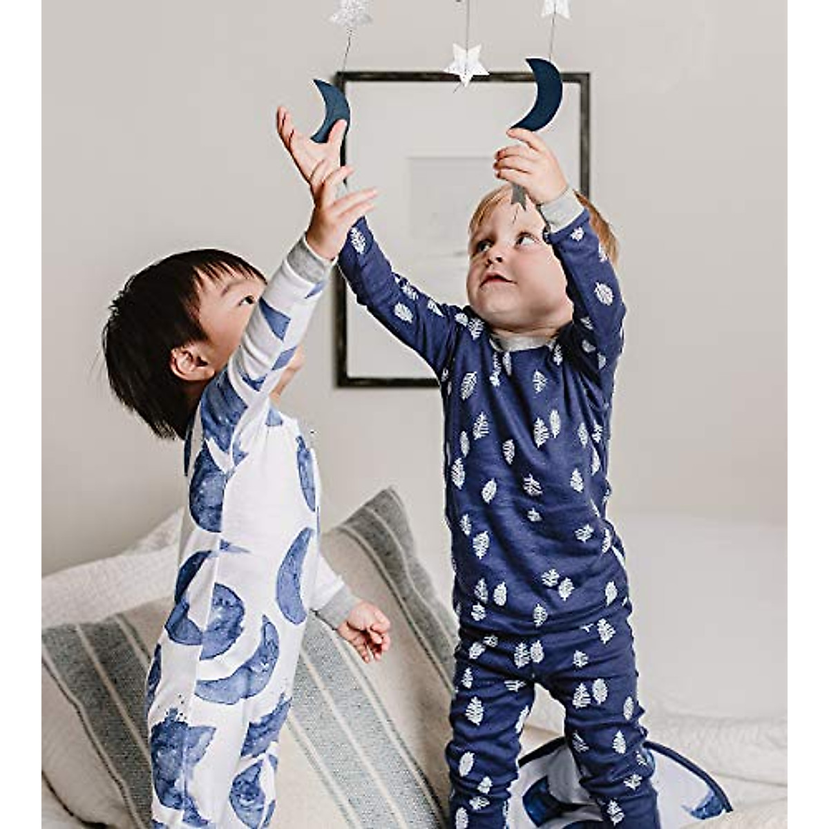 Burt's Bees Baby baby boys Pajamas, Zip-front Non-slip Footed Pjs, Organic Cotton and Toddler Sleepers, Indigo Hello Moon, 12 Months US