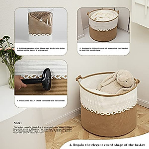 KEBEIYA Large23.62x17.31x23.62 inch Blanket Storage Basket, Woven Baby Laundry Basket with Built-in Handles for Blanket Storage, Nursery Basket Soft Storage Bins