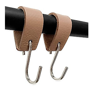 Brute Strength - Multifunctional Leather S-Hooks - Taupe - 6 Pieces - S Shaped Hooks - Coat Hook - Leather Hooks - Leather s Hooks - Black s Hooks - Kitchen Hooks