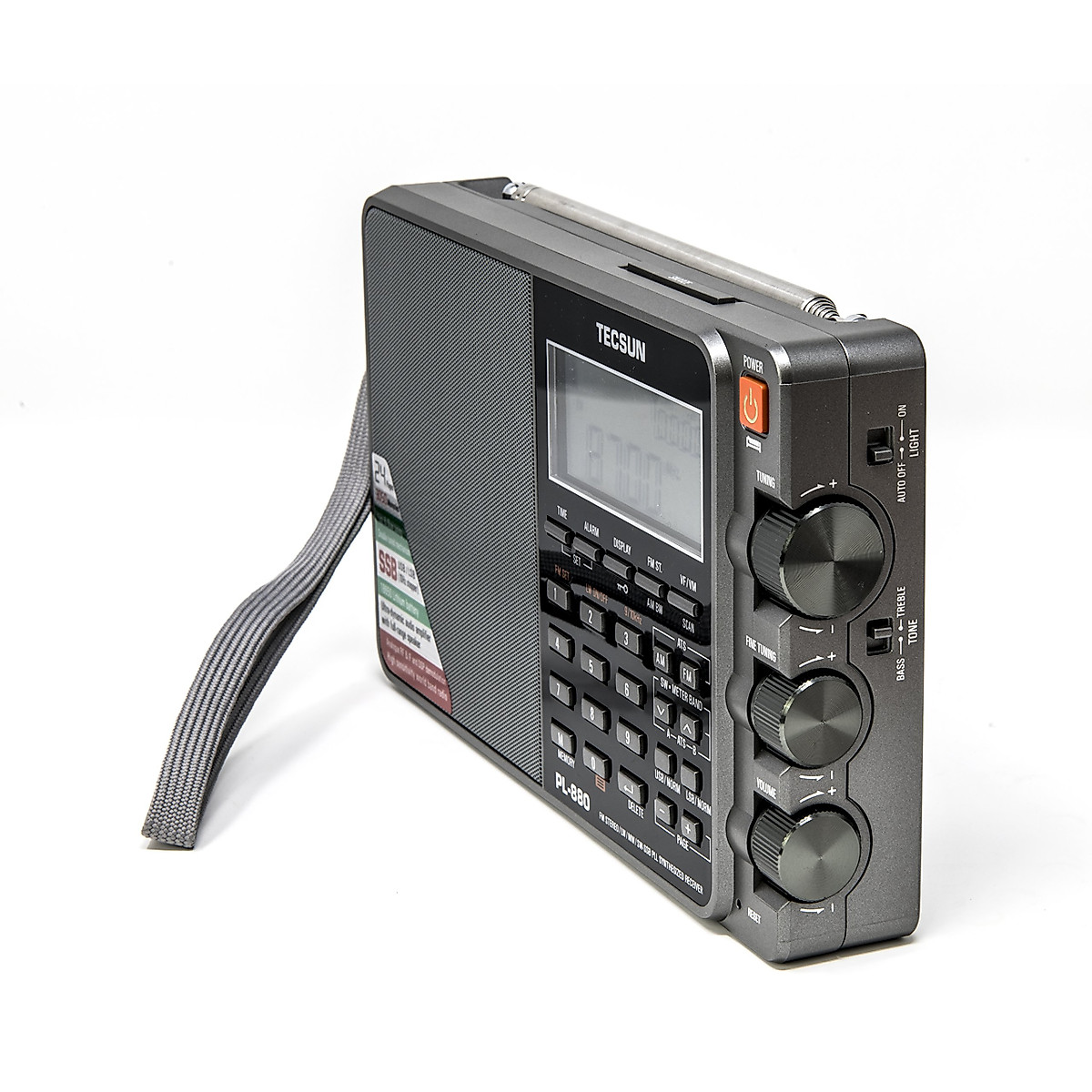 Tecsun PL880 Portable Digital PLL Dual Conversion AM/FM, Longwave & Shortwave Radio with SSB (Single Side Band) Reception, Color Silver