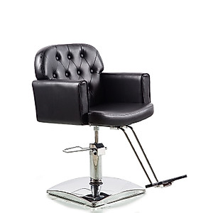 Salonsunny Black Square Base 360 Degrees Swivel Salon Styling Chair Barber Spa Cutting Chair