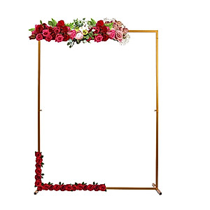 Gold Wedding Arch Backdrop Stand, 6.6FT x 4.9FT Garden Balloon Arch Rack, Square Balloon Backdrop Frame, Metal Wedding Arches, Rectangular Balloon Arch Stand, for Wedding, Ceremony, Anniversary, Party