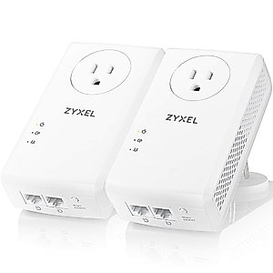 Zyxel AV2000 Powerline Ethernet Adapter Kit | Pass-Thru Power | Plug & Play | MIMO | HomePlug AV2 | 2 x GbE | Ideal for Smart TVs, On-Line Games, 4K Streaming | Brown Box Package | PLA5456BBKIT