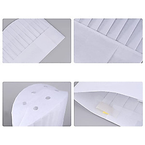 Hyzrz 20 Pack Disposable Non-Woven Paper Fiber Chef Hats for Kids, Adults, Adjustable Unisex White Kitchen Caps Bulk Set (Round, Medium)