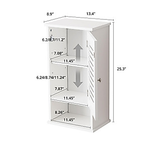 FRALIMK Bathroom Wall Cabinet, Single Door Over The Toilet Storage, Adjustable Shelves, Louver Door, Space Saver, Wall Mounted Organizer, 13 * 25 inches